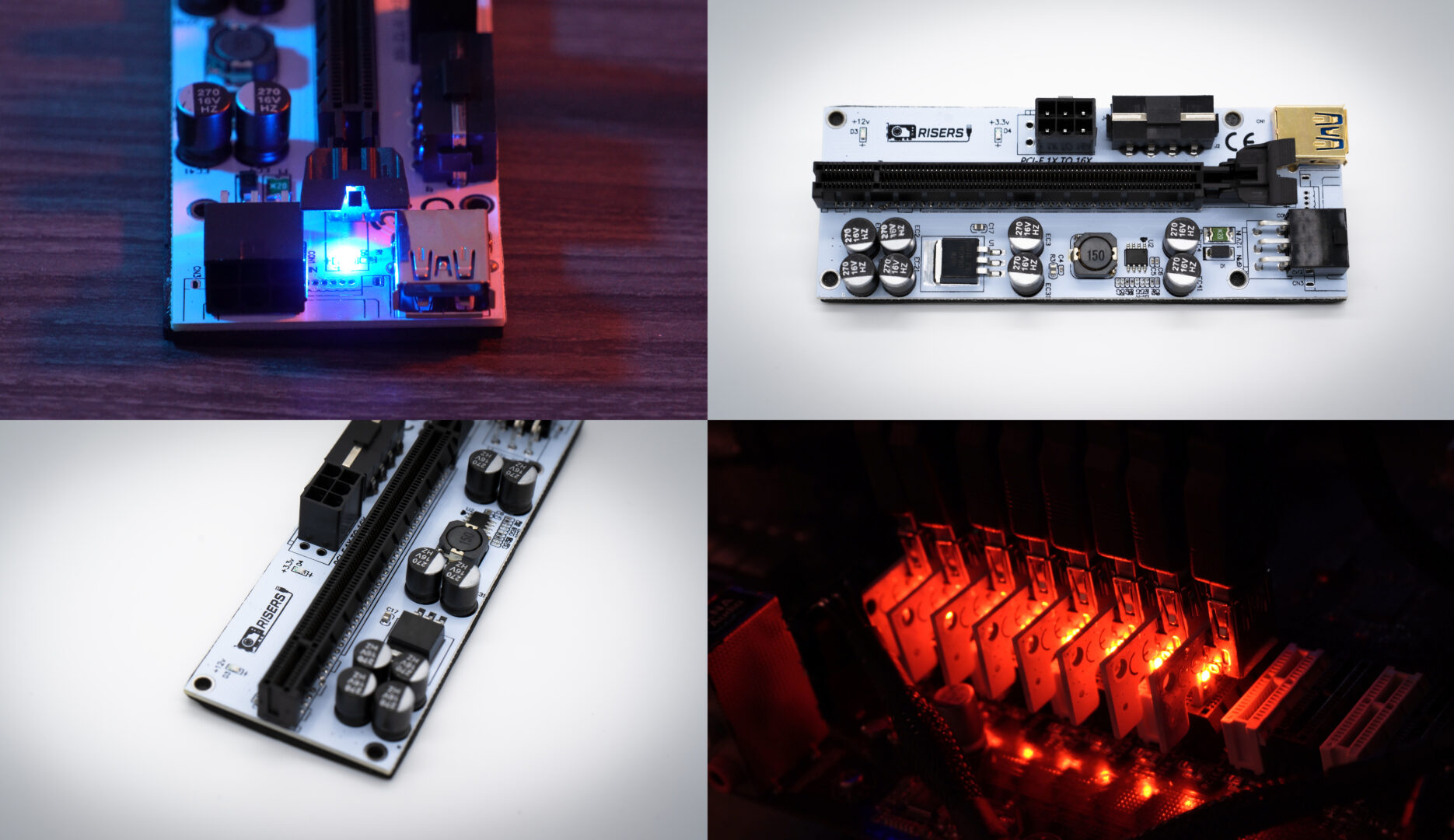 GPURisers.com - 8 Capacitor - 6 Pack Risers - GPURisers.com