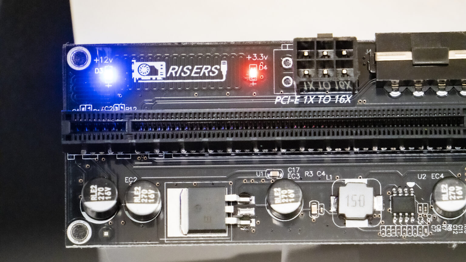 GPURisers.com - 4 Capacitor - 6 Pack Black GPU Risers