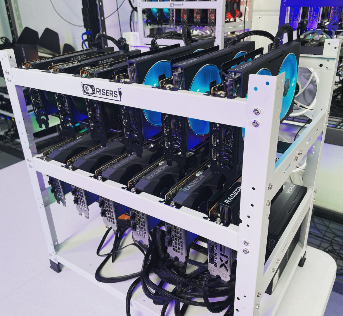 GPURisers 12 GPU White Mining Frame - GPURisers.com