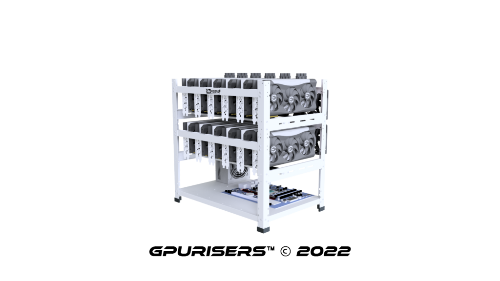 GPURisers 12 GPU White Mining Frame - GPURisers.com