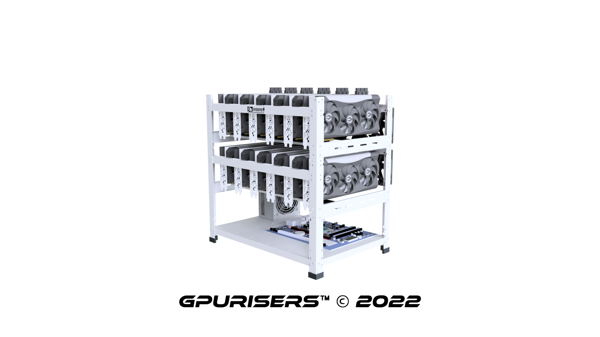 GPURisers 12 GPU White Mining Frame - GPURisers.com
