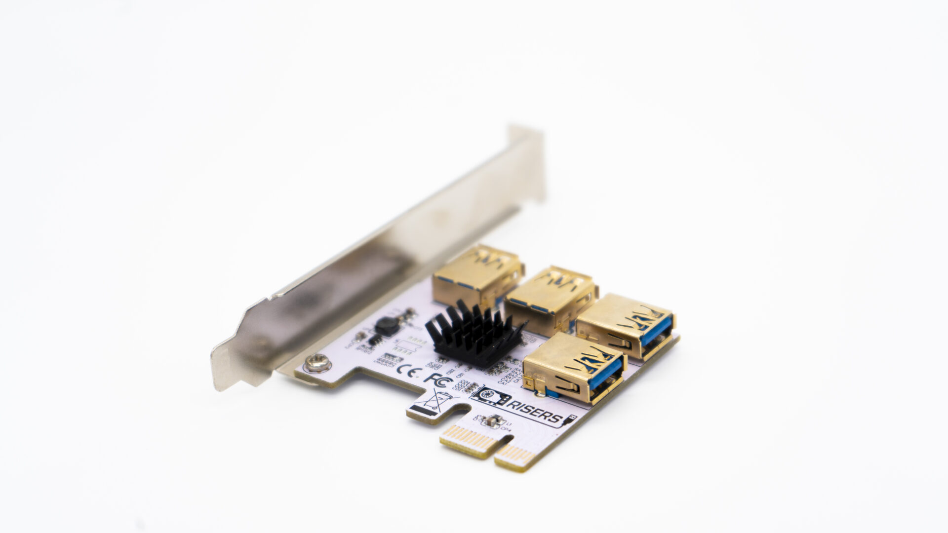 GPURisers 1x to 4 USB PCI-E GPU Riser Adapter Board - GPURisers.com