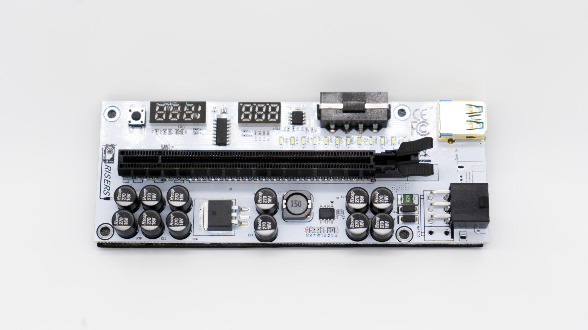 12 Capacitor GPU Risers - 6 Pack - GPURisers.com